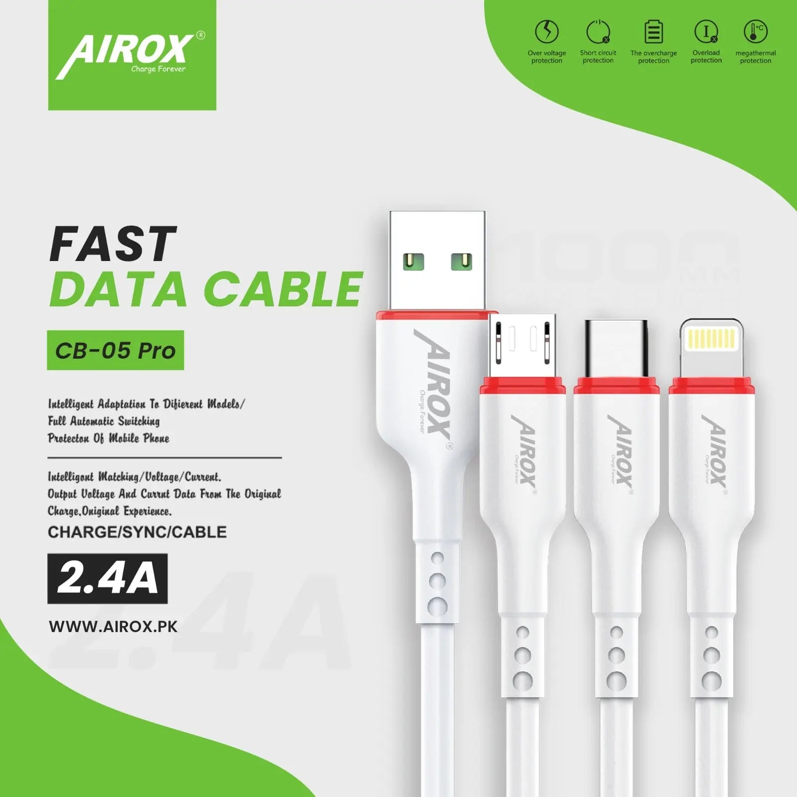 Airox CB05 Pro Fast Fast Charging Cable 1 Meter high Speed Data Cable ...