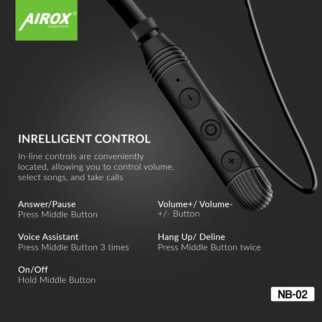 Airox NB-02 Wireless Handsfree | Neckband Handsfree – Airox.pk